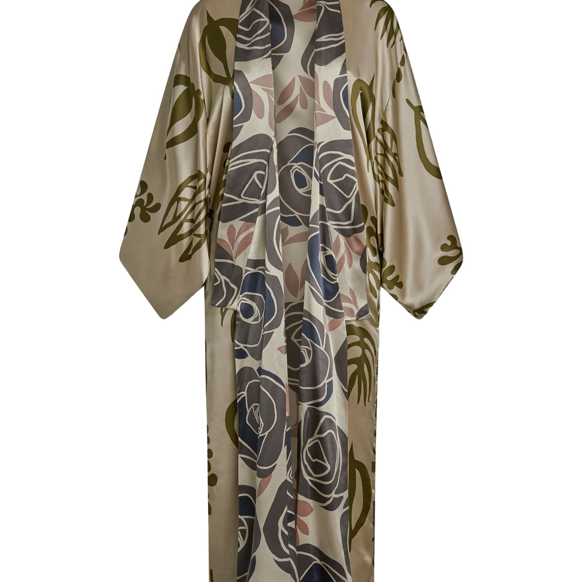 Sally Wrap-Around Reversible Robe Abstract Roses – Tracy James Collection